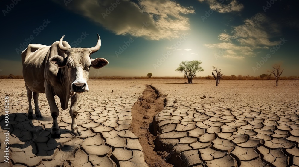 Severe drought, Climate change, Biodivesity loss, Skinny cow in the ...