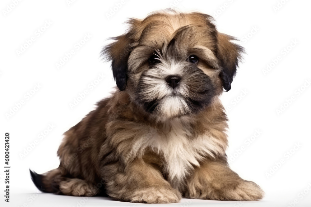 Lhasa Apso Dog Puppy On White Background, Full Body. Generative AI ...