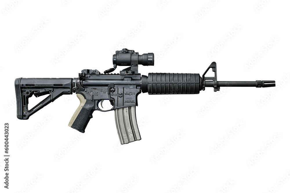 Assault rifle - AR-15. Professional weapon. On a transparent background ...