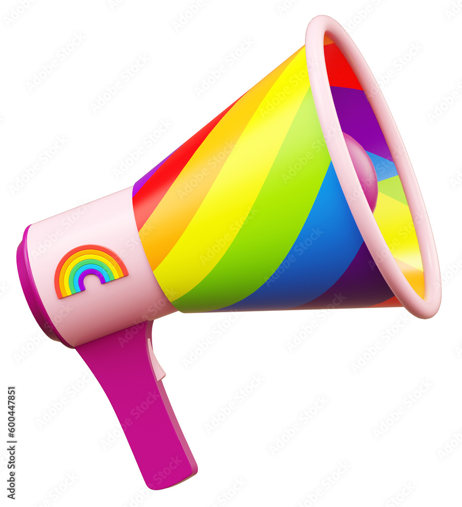 Poster Isolated rainbow megaphone on a transparent background for for ...