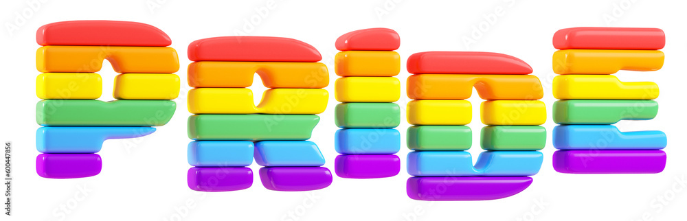 Isolated rainbow PRIDE letters on a transparent background for LGBTQIA+ ...