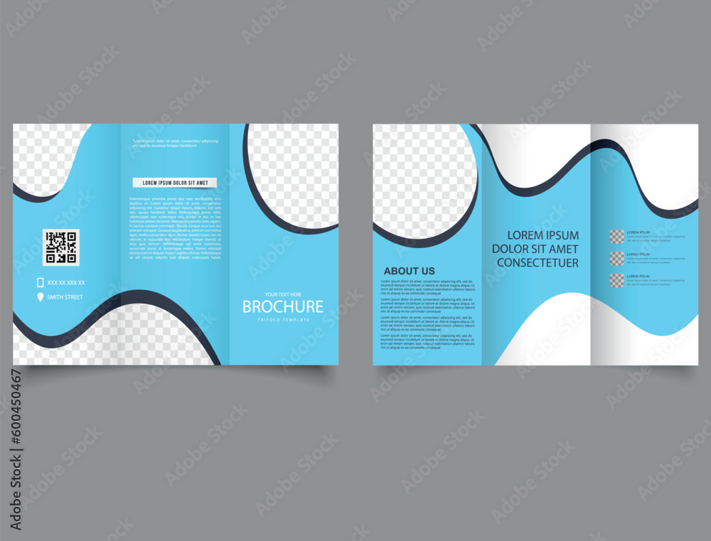 Blue corporate brochure design. Trifold brochure. Brochure Flyer report ...