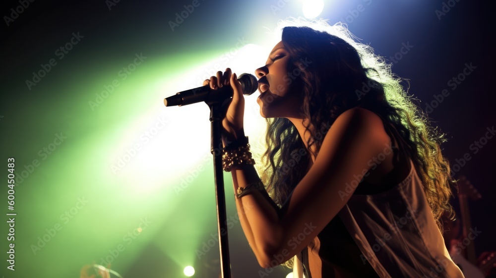 Pop Singer Female Caucasian Young Adult Performing on stage for a live ...