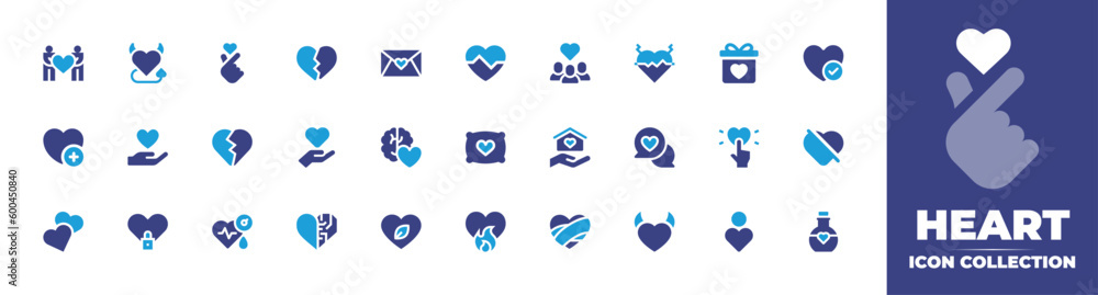 Heart icon collection. Duotone color. Vector and transparent ...