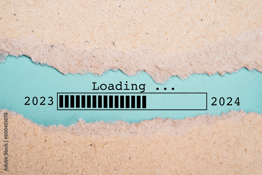 Loading 2023 to 2024 infographic technology inside of torn paper for ...