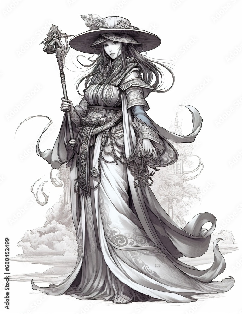 Fantasy character with Asian influences, female princess spirit, black ...