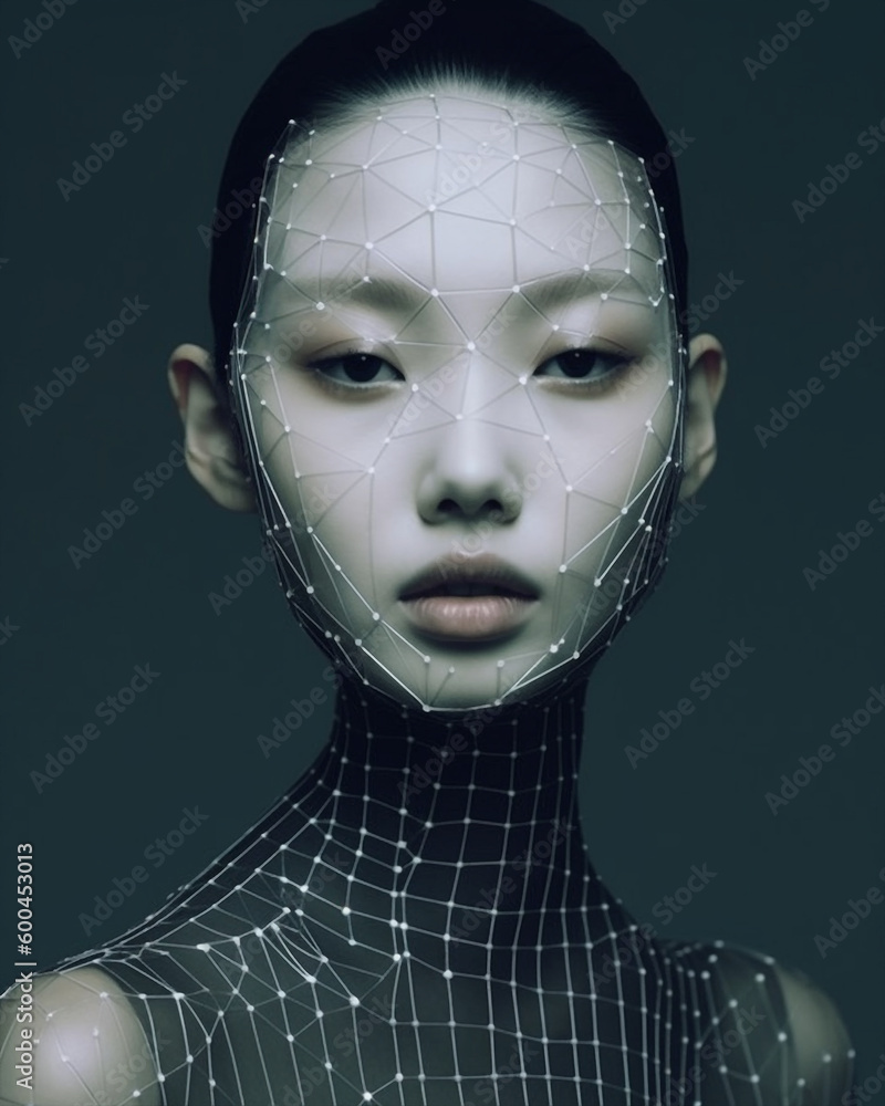 Generative ai futuristic and technological scanning of face for facial ...