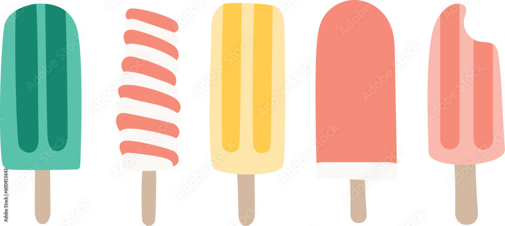 hand-drawn vector summer popsicles on transparent background. popsicles ...