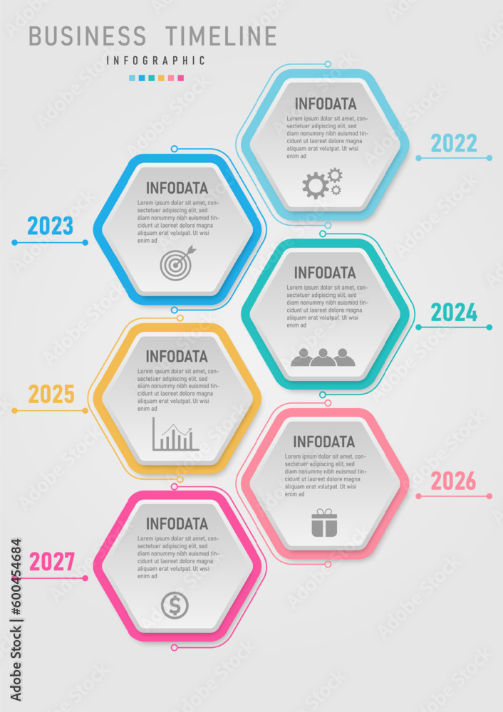 business infographic simple timeline template 6 years vertical multi ...