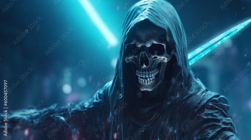 grim reaper with cyberpunk design illustration Stock Illustration ...
