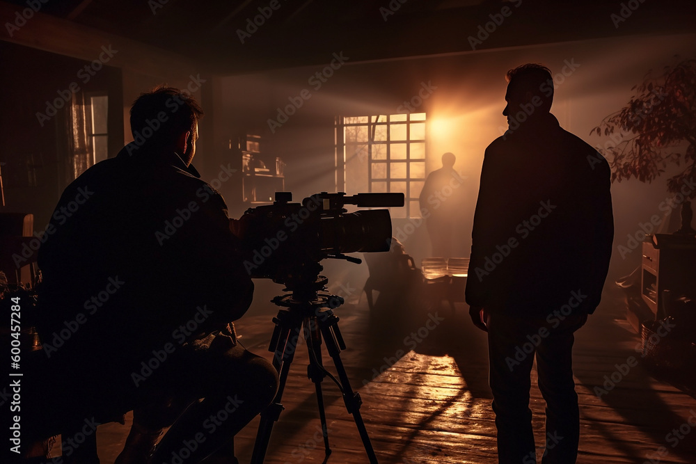 Behind the Scenes, movie production stage, cameras, equipment, studio ...