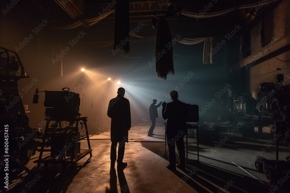 Behind the Scenes, movie production stage, cameras, equipment, studio ...