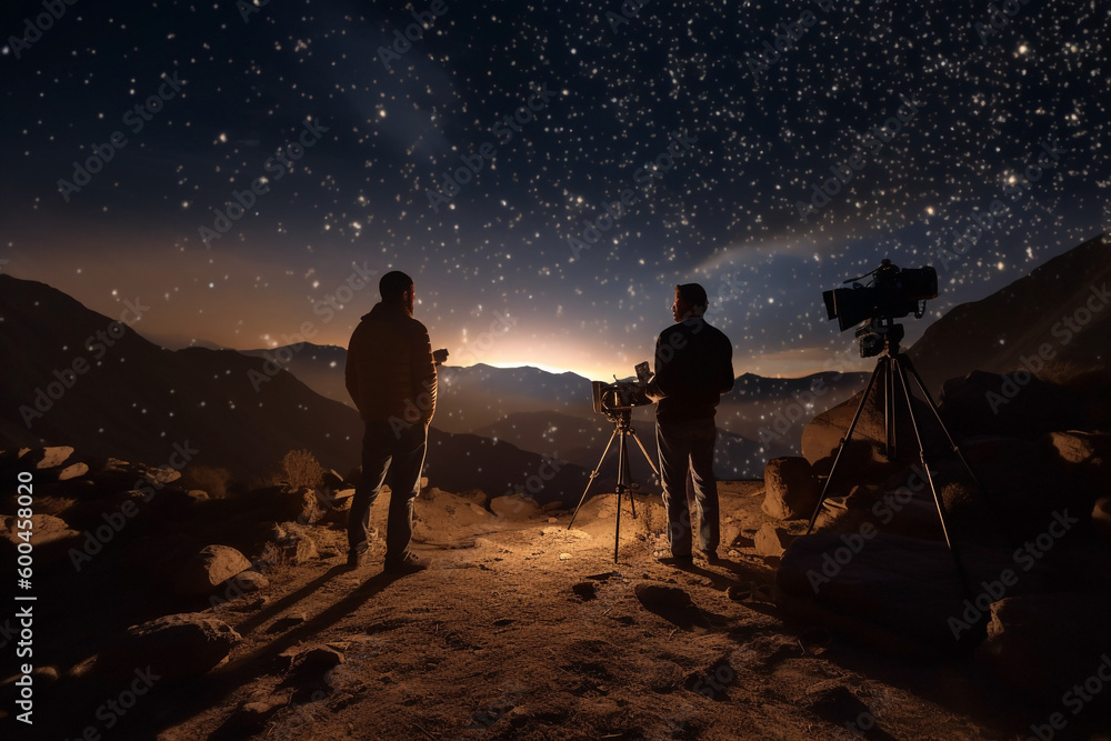 Behind the Scenes, outdoor movie production set, cameras, equipment ...