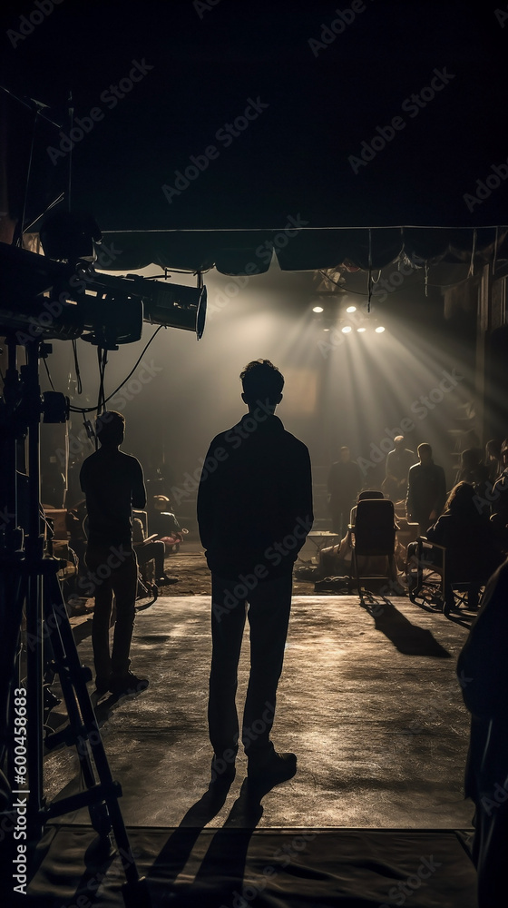 Behind the Scenes, movie production stage, cameras, equipment, studio ...
