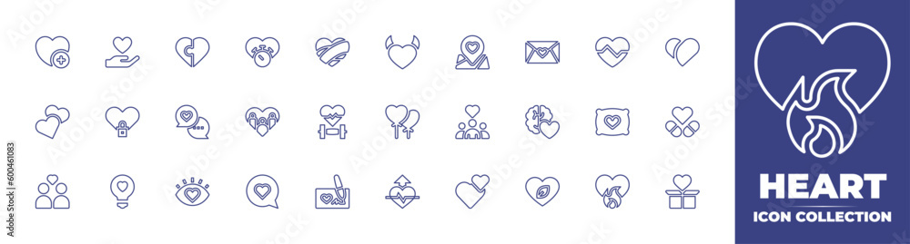 Heart line icon collection. Editable stroke. Vector illustration ...