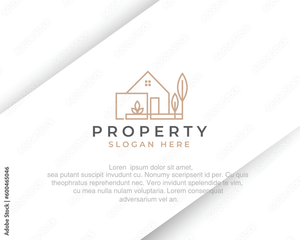 Minimalist Real Estate and Nature Concept Logo. Home Architecture ...