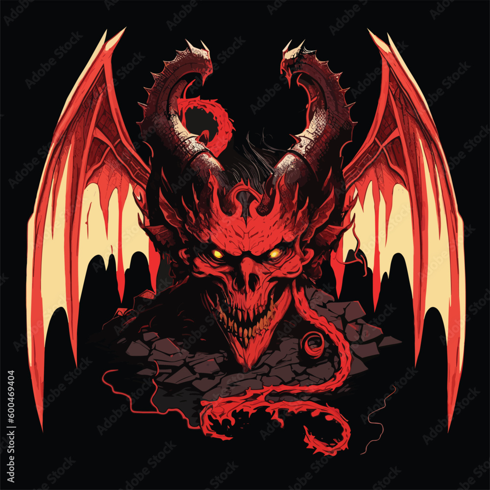 Devil, Red Dragon Logo Clipart in Various Styles Stock Vector | Adobe Stock