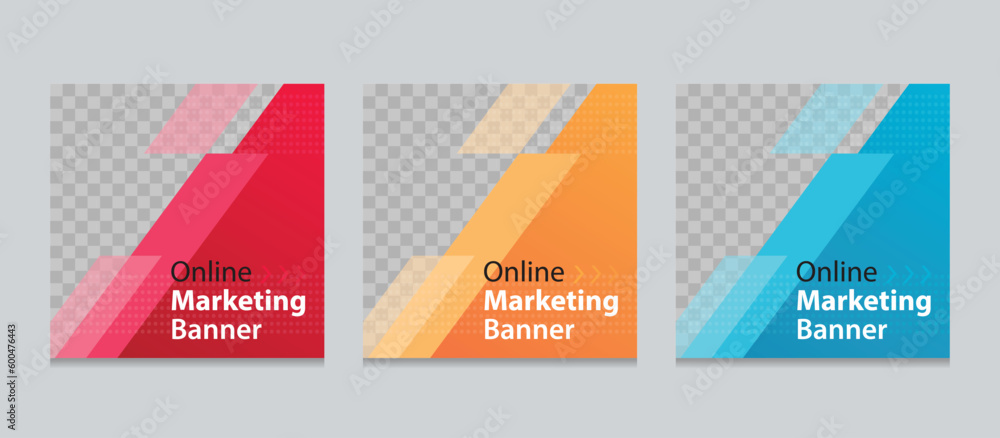 Poster Set of Editable square business web banner design template ...
