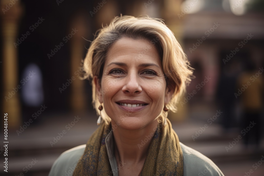Lifestyle portrait photography of a grinning woman in her 40s wearing a ...