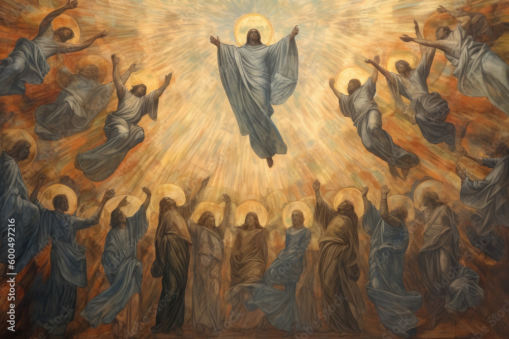 Biblical illustration of the Ascension of Jesus Christ - AI Generated ...