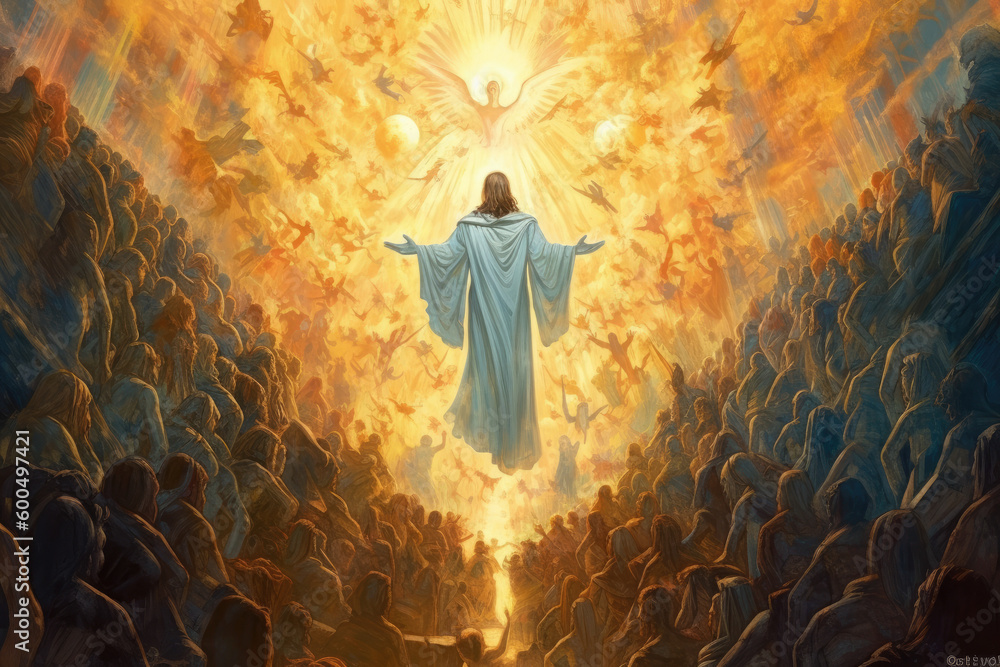 Biblical illustration of the Ascension of Jesus Christ - AI Generated Stock Illustration | Adobe ...