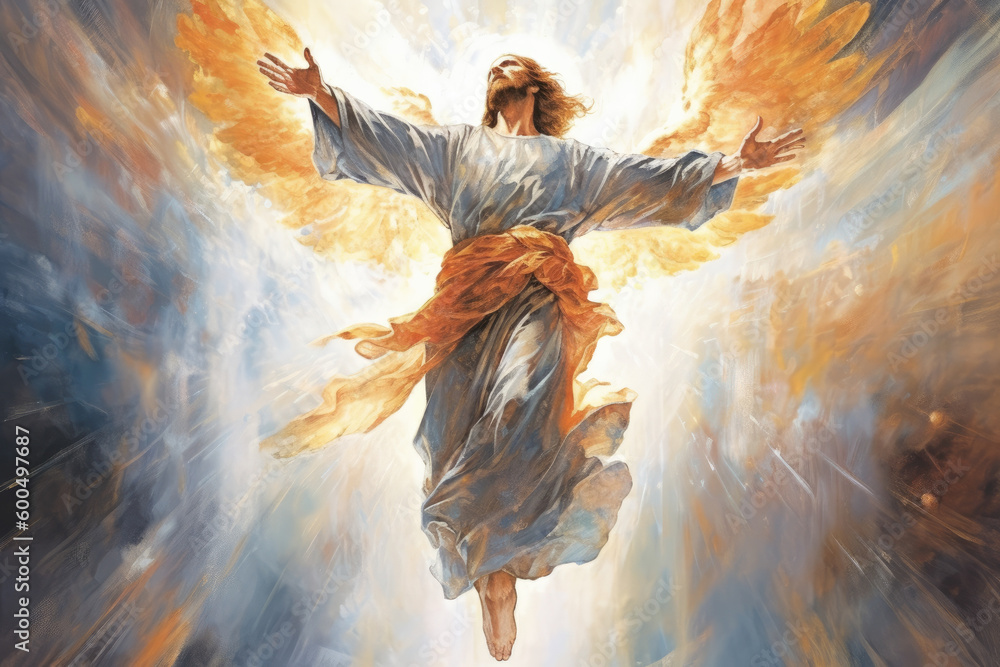 Biblical illustration of the Ascension of Jesus Christ - AI Generated ...