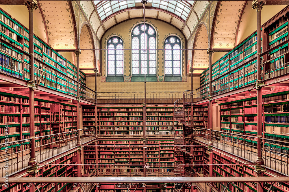 Amsterdam, Netherlands - March 29, 2023: The historic library and book ...