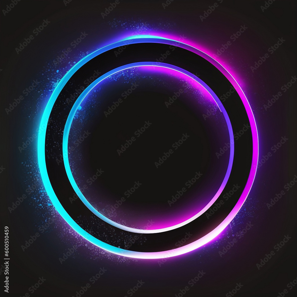 Portal neon light circle on black background, for your logo or text ...