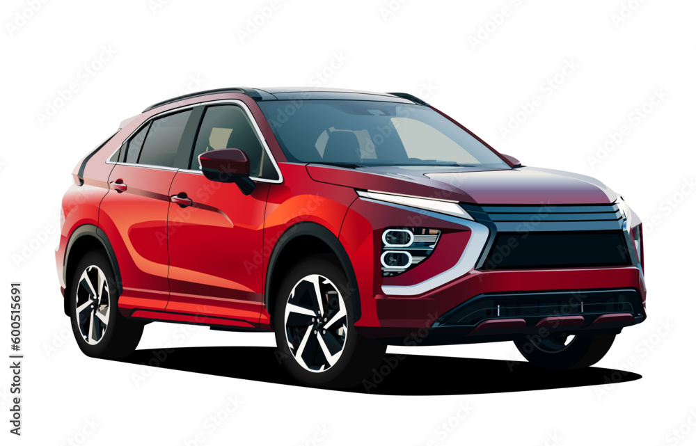 Realistic Vector Car SUV Isolated red color and 3d perspective with ...
