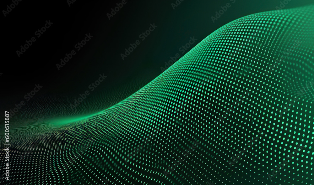 Abstract dot green wave pattern screen gradient background, technology ...