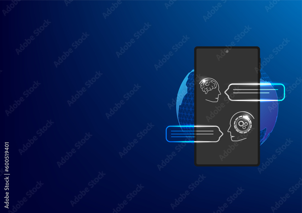 Chat, chat with ai bot. Digital concept. Human ask bot. Bot ...