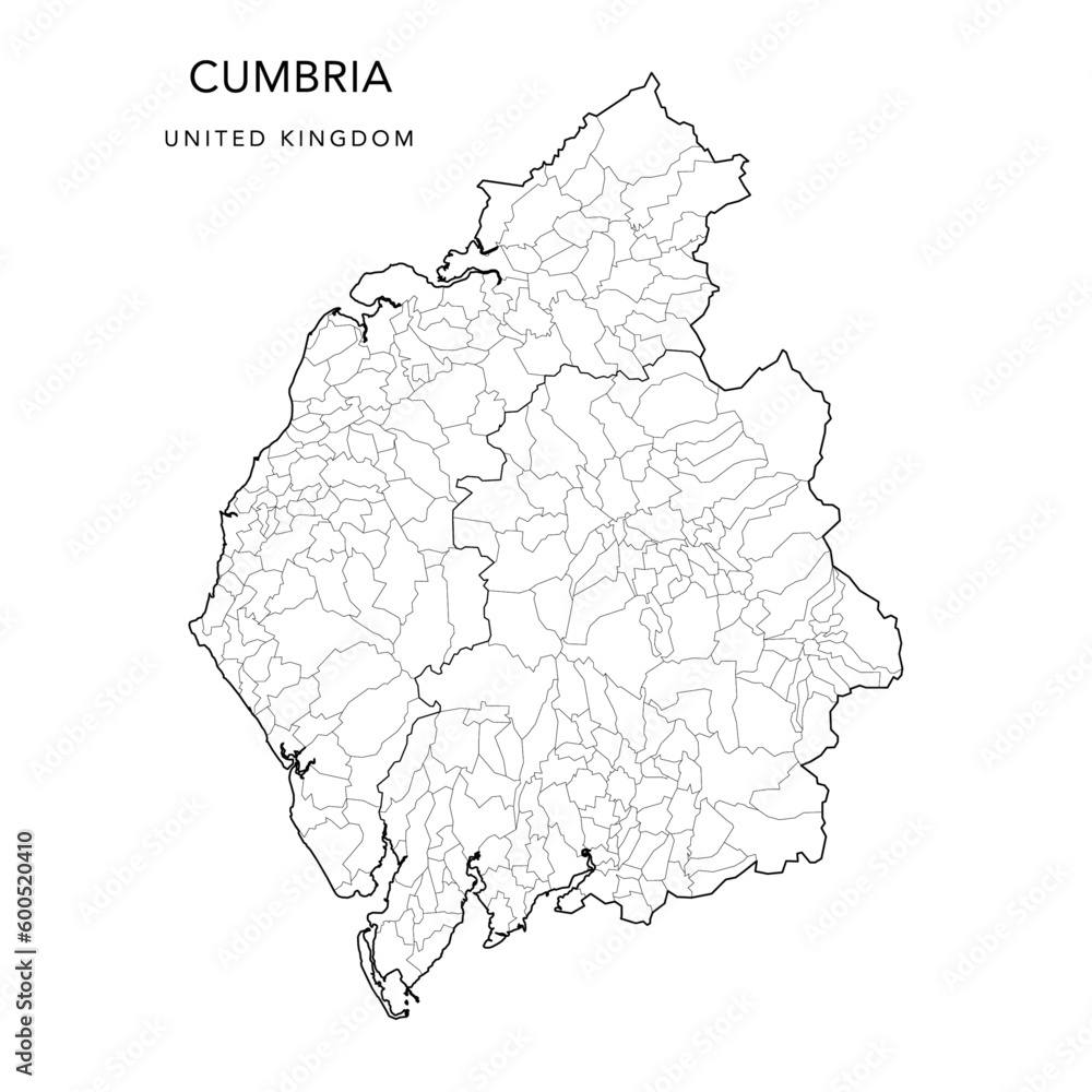 Fototapeta mapa świata dla dzieci Administrative Map of Cumbria with ...