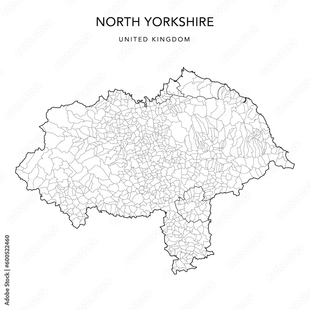 Administrative Map of North Yorkshire with County, Unitary Authorities ...