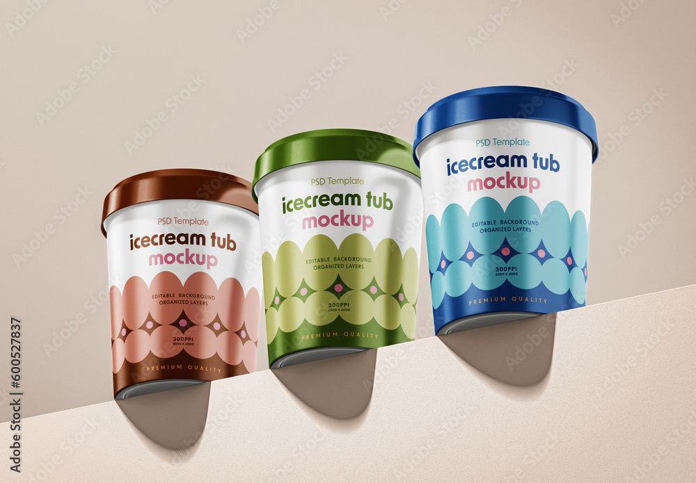 Modelo de Ice Cream Tub Mockup do Stock | Adobe Stock