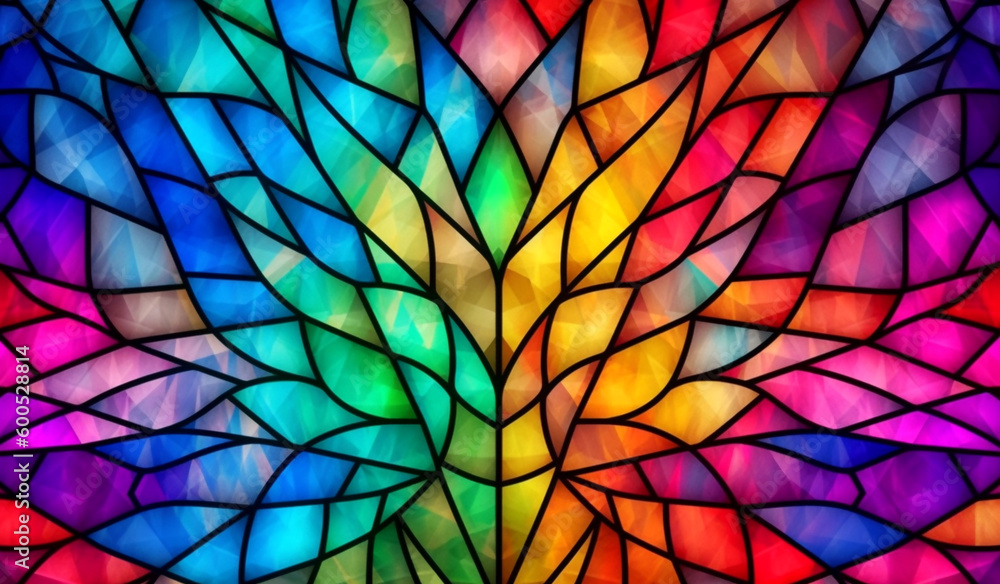 Bright multicolored stained glass window, abstract geometric background ...