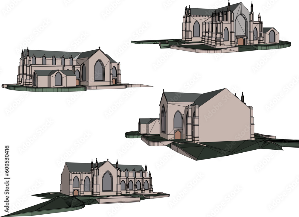 Vintage classic holy catholic church cartoon illustration vector sketch ...