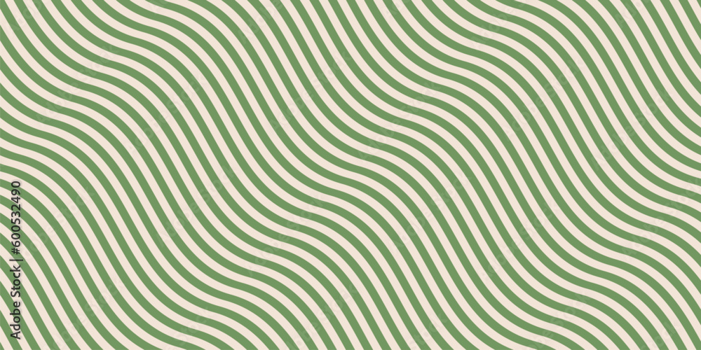 Simple green curvy wavy lines pattern. Vector seamless texture with ...