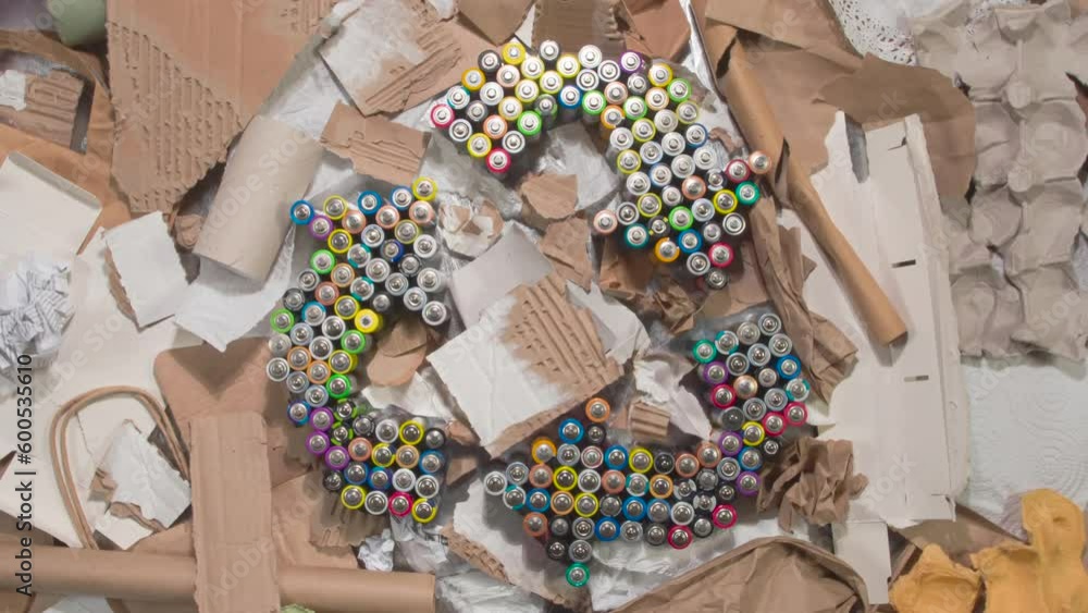 Collection of Waste Paper for Recycling. The recycling symbol is made ...