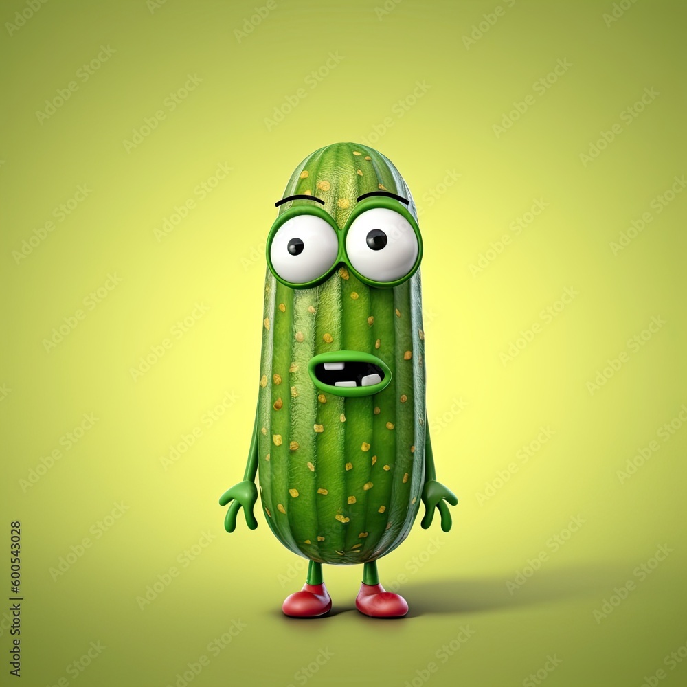 Cute Cartoon Pickle Character (Generative AI) Stock Illustration ...