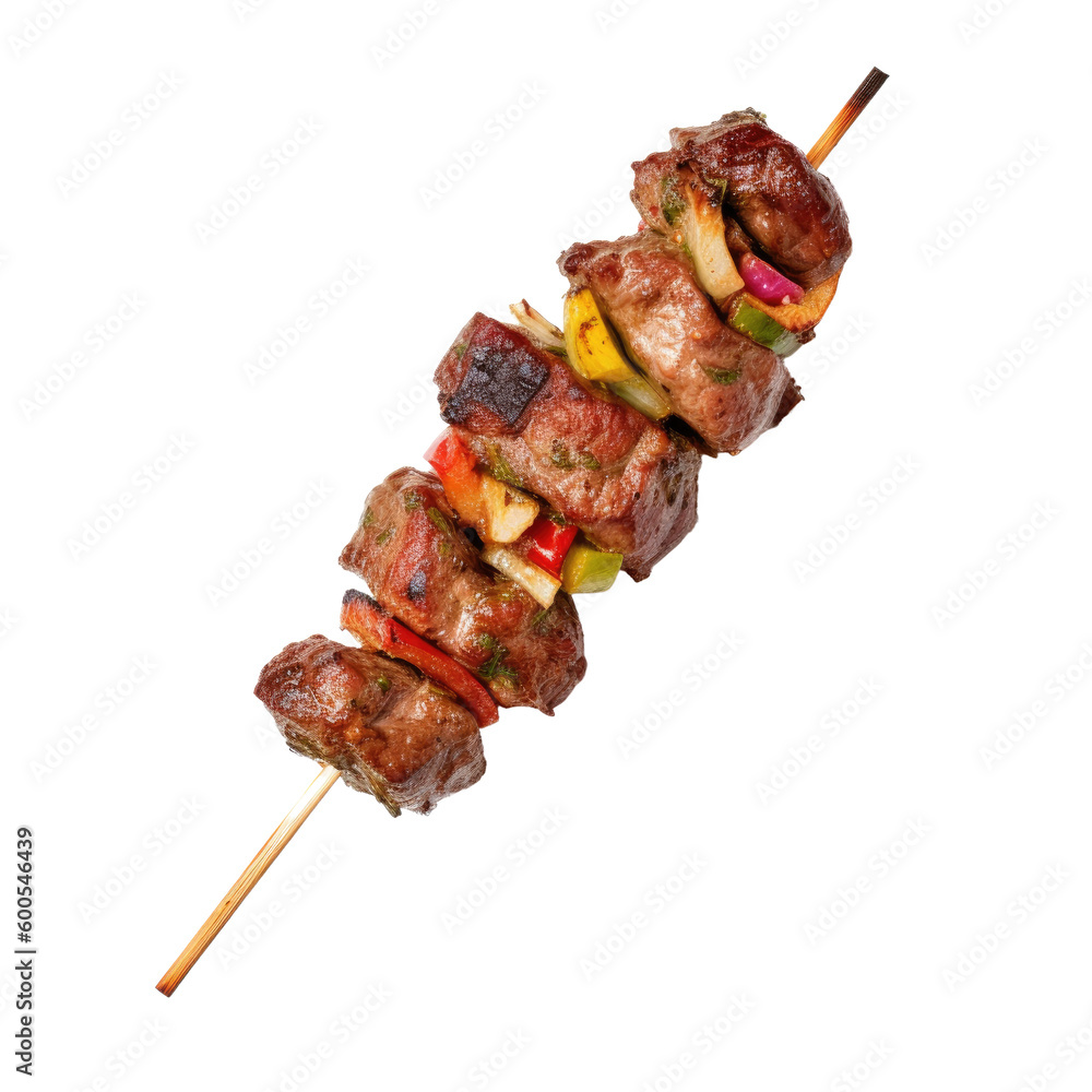 meat and vegetable kebab skewer isolated on a transparent background, generative ai Stock ...