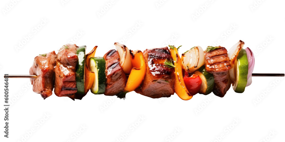 kebab skewer with vegetables isolated on a transparent background Stock ...