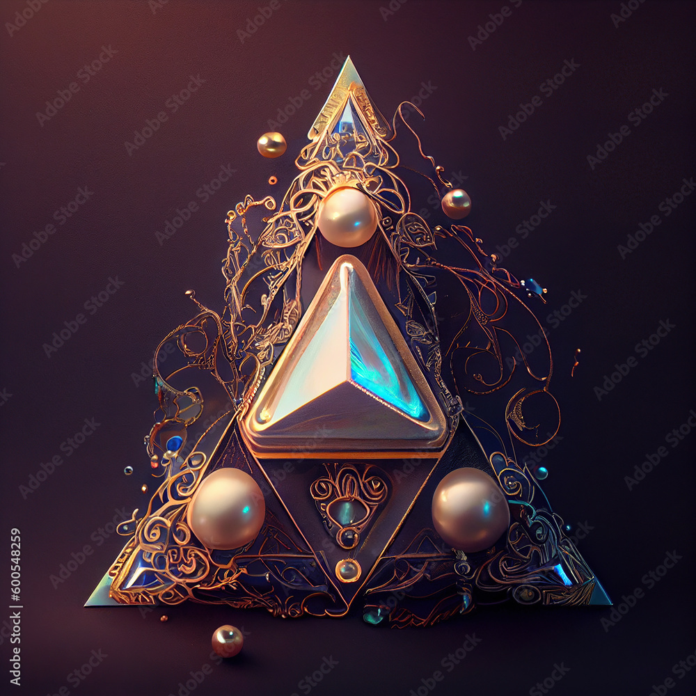 art nouveau in a triangle, mystical triangle, ai generated Stock ...
