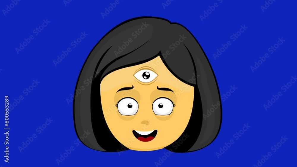 video animation emoticon woman face of cartoon character yellow happy ...