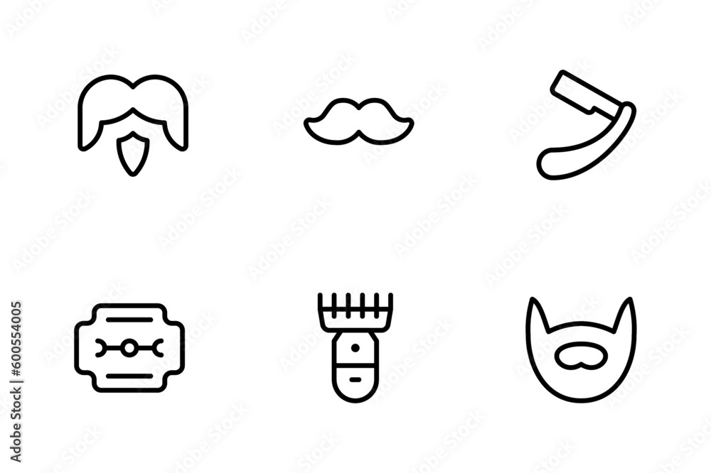 beard shave icon, barber shop icon vector set design with Editable ...