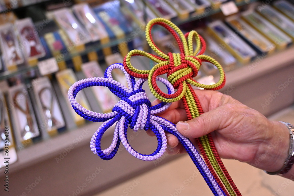 Japan sightseeing trip. Traditional craft 'Iga braided cord'. Iga City ...