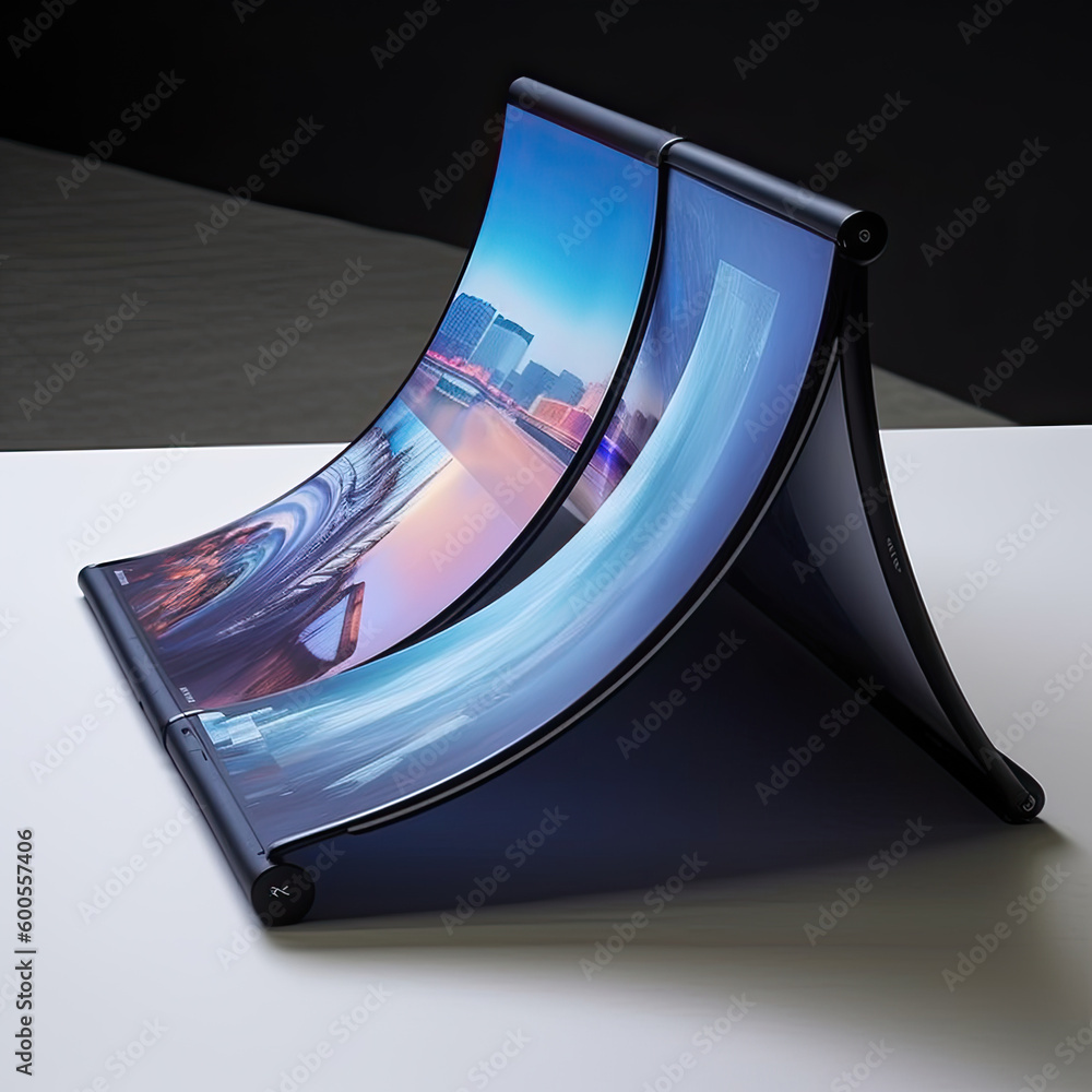 Futuristic concept of a folding smartphone with a flexible display ...