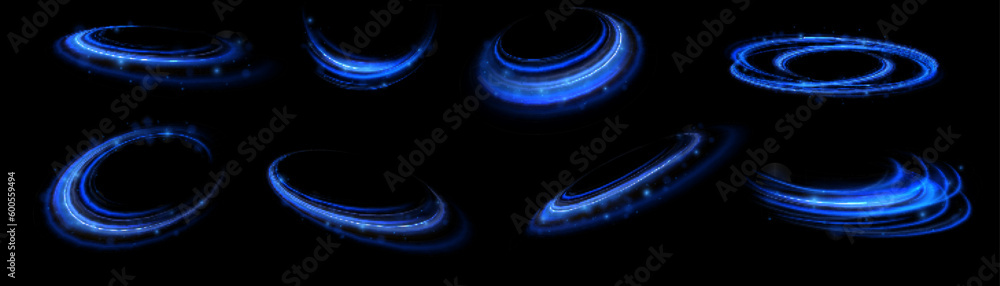Light blue glowing effect. Glowing white speed lines. Abstract traffic ...