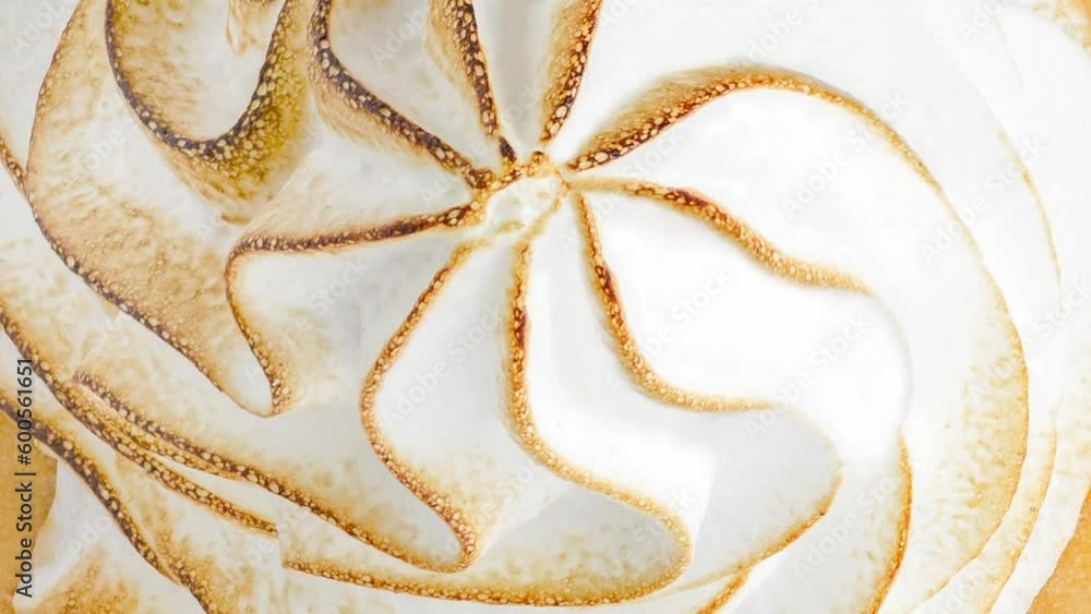 Cake with white custard rotating, turning, close-up, macro cake, white ...