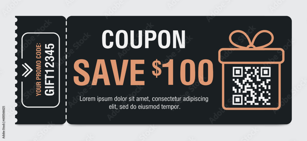 Gift cards vouchers with monetary reward in 100 dollars with simple ...