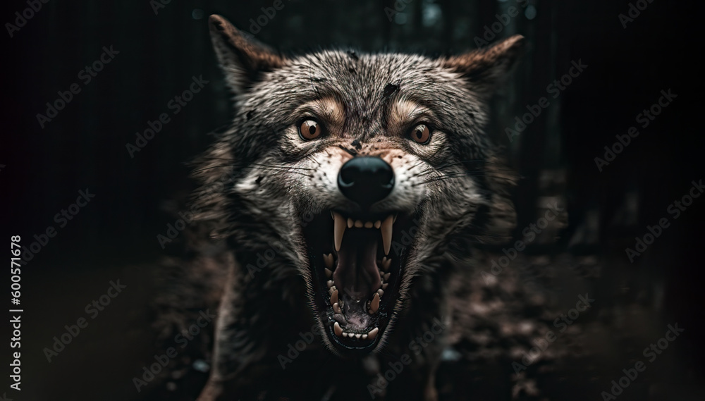 Generative AI. Wolf, Eyes of Fury. Capturing the Intensity of the Angry ...